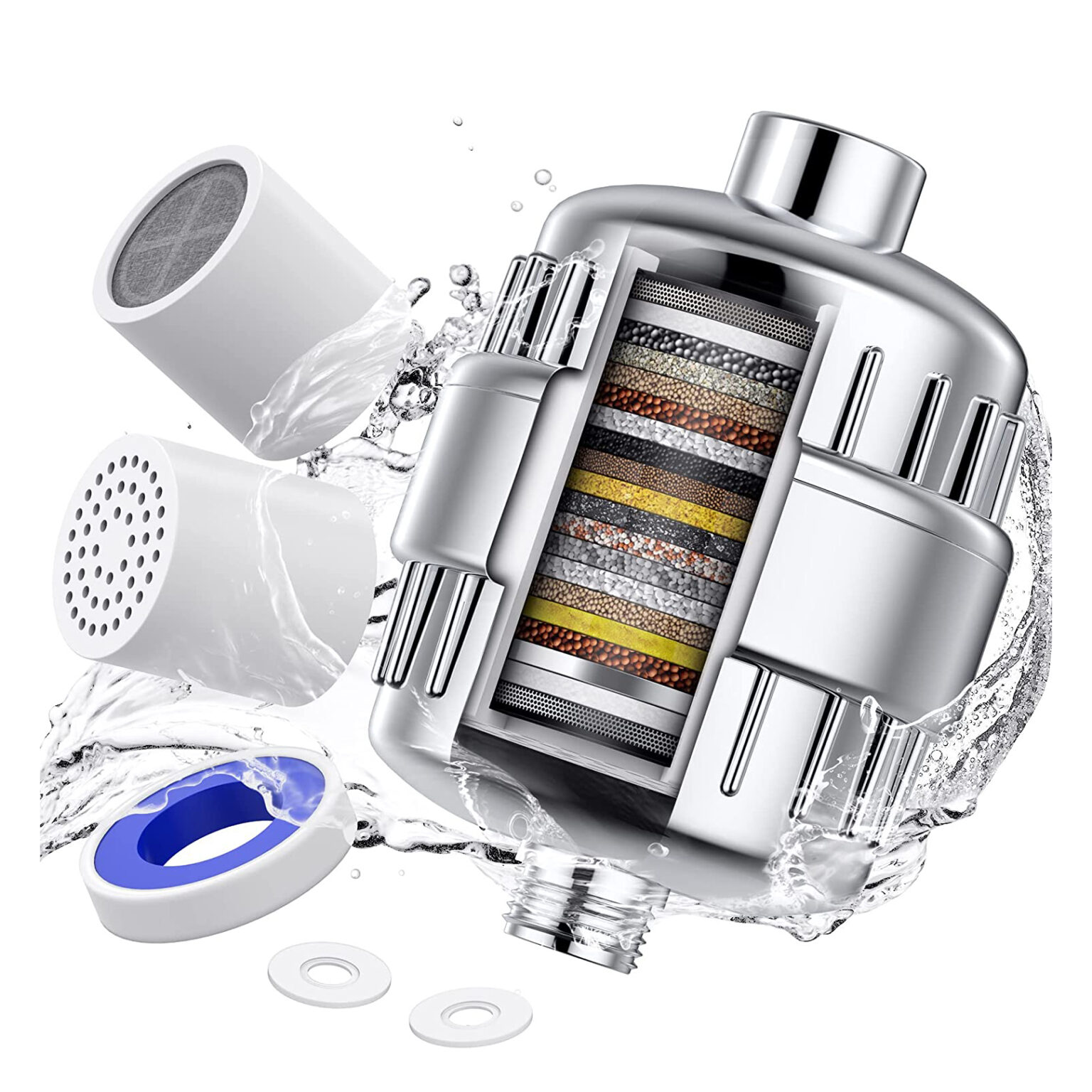 ALFA1 AquaFresh Shower Filter, 15-Stage Water Filtration System, Tool ...